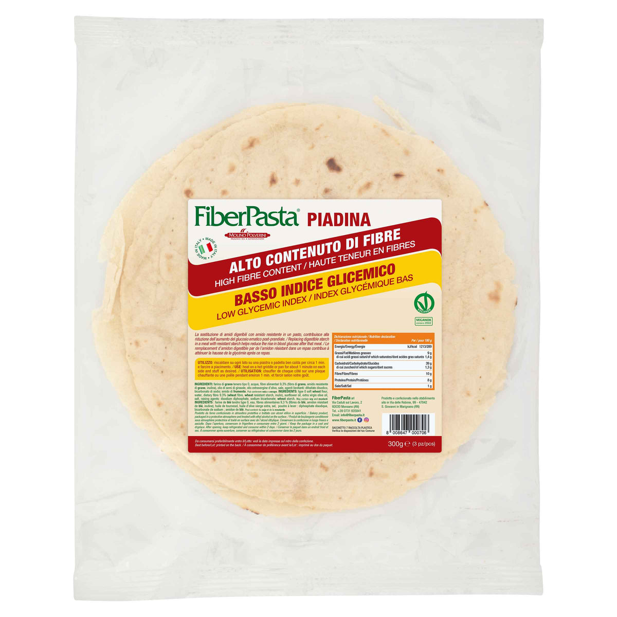 Piadina - conf. 3 piadine – FiberPasta Shop